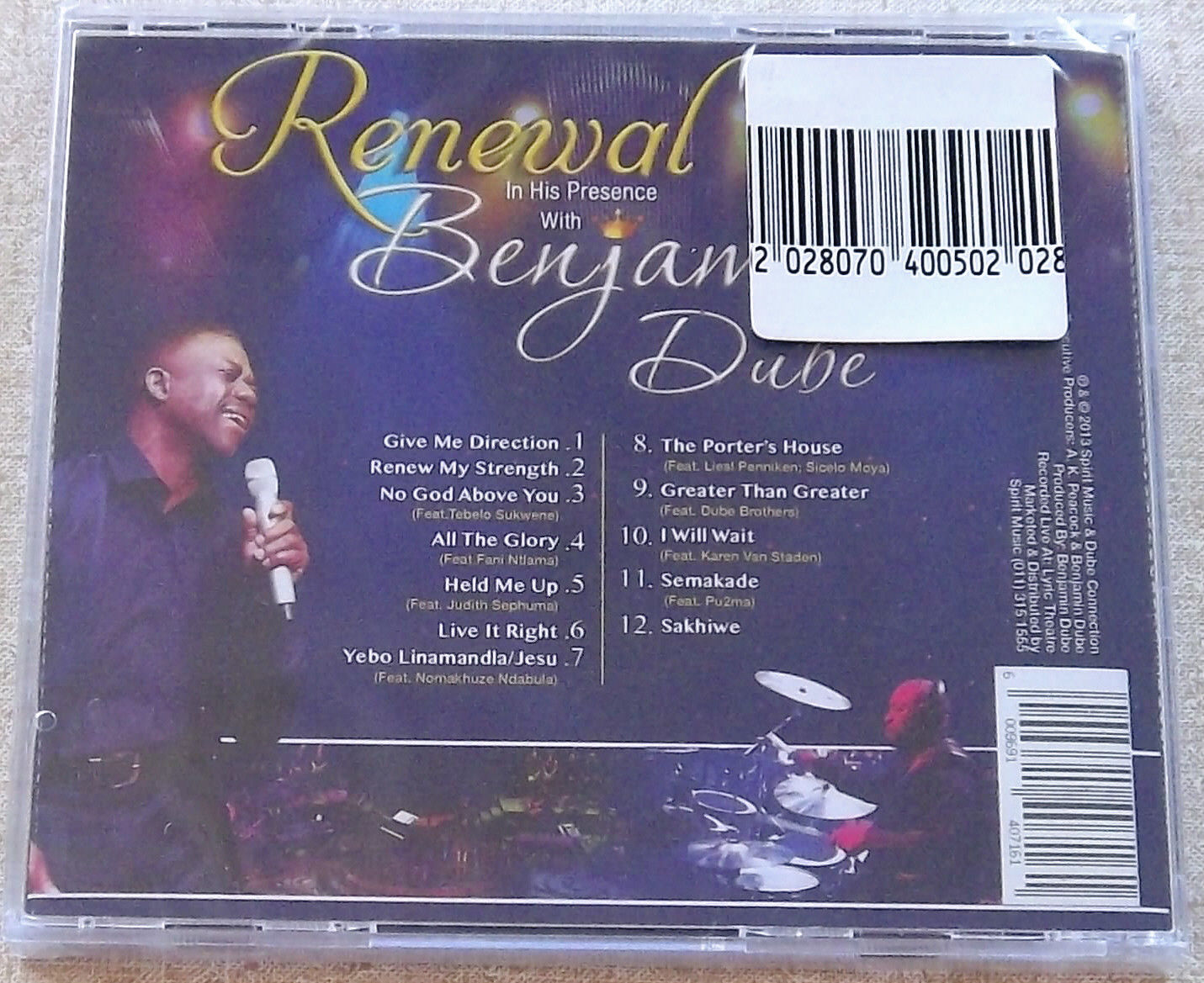 BENJAMIN DUBE Renewal In His Presence CD SOUTH AFRICA Cat# SMD209 ...