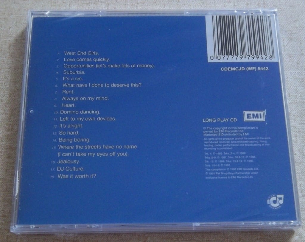 PET SHOP BOYS Discography The Complete Singles Collection - Subterania ...