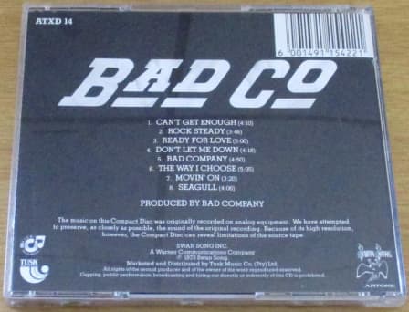 BAD COMPANY Bad Co. CD - Subterania