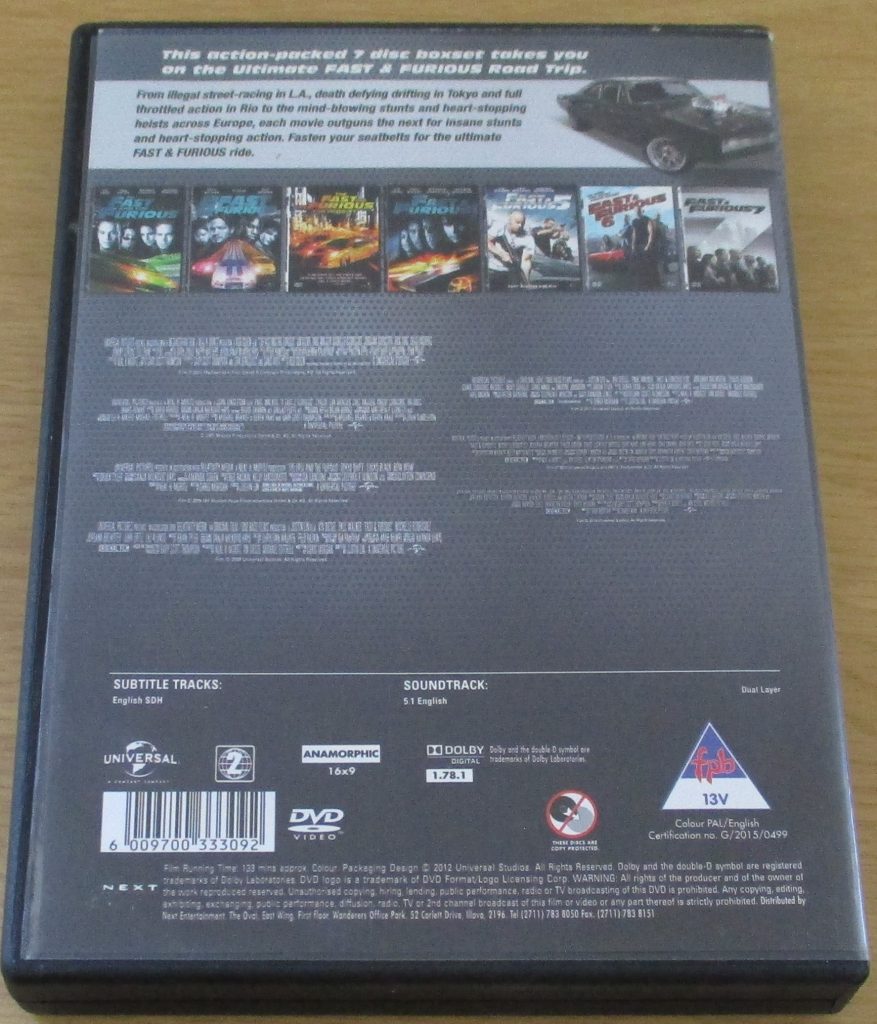 FAST and FURIOUS 7 MOVIE COLLECTION BOX SET - Subterania