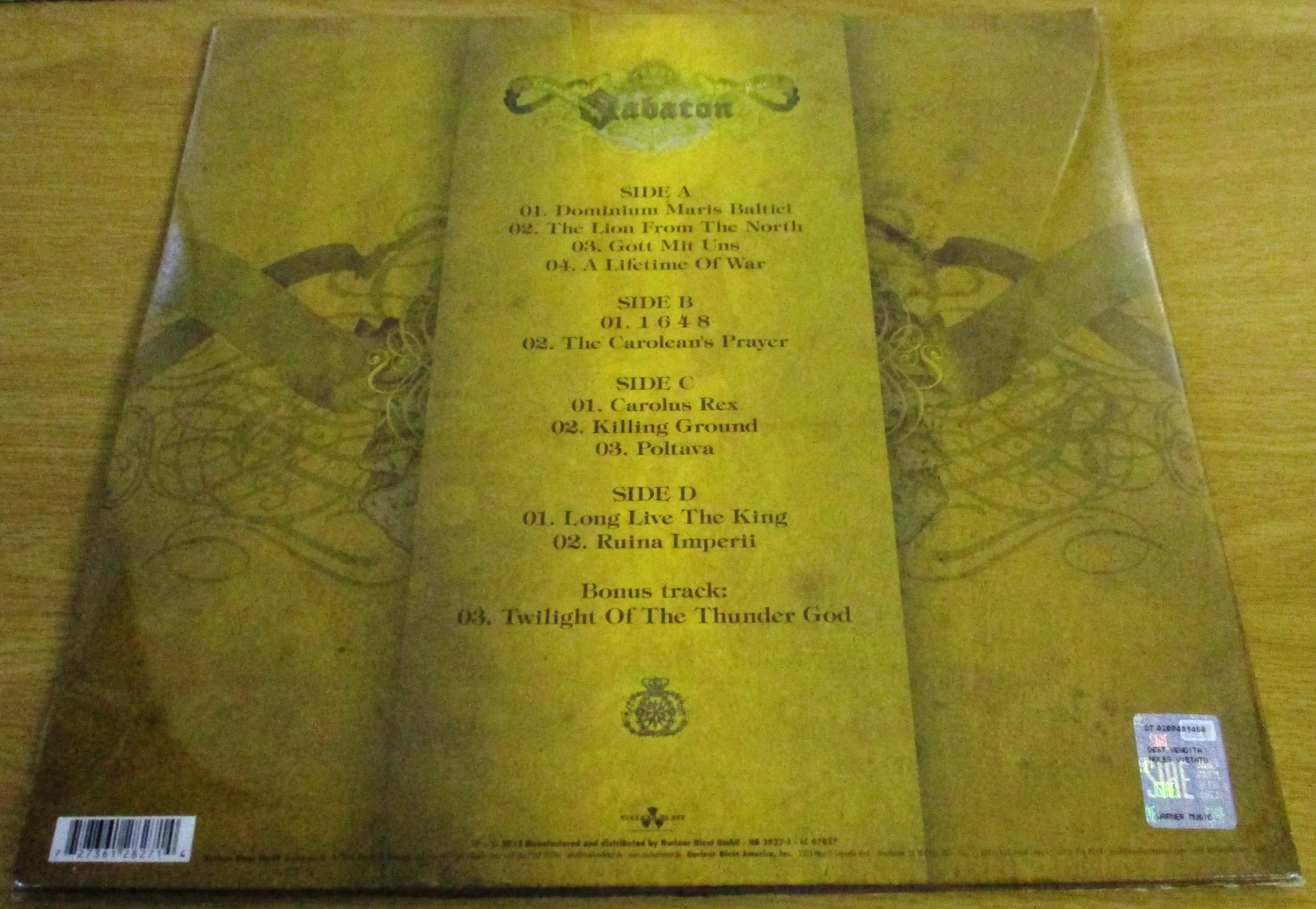 SABATON Carolus Rex 2xLP Gatefold Blue VINYL Record - Subterania