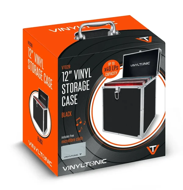 12″ BLACK VINYL STORAGE CASE with MICROFIBRE CLOTH – VT02B - Subterania